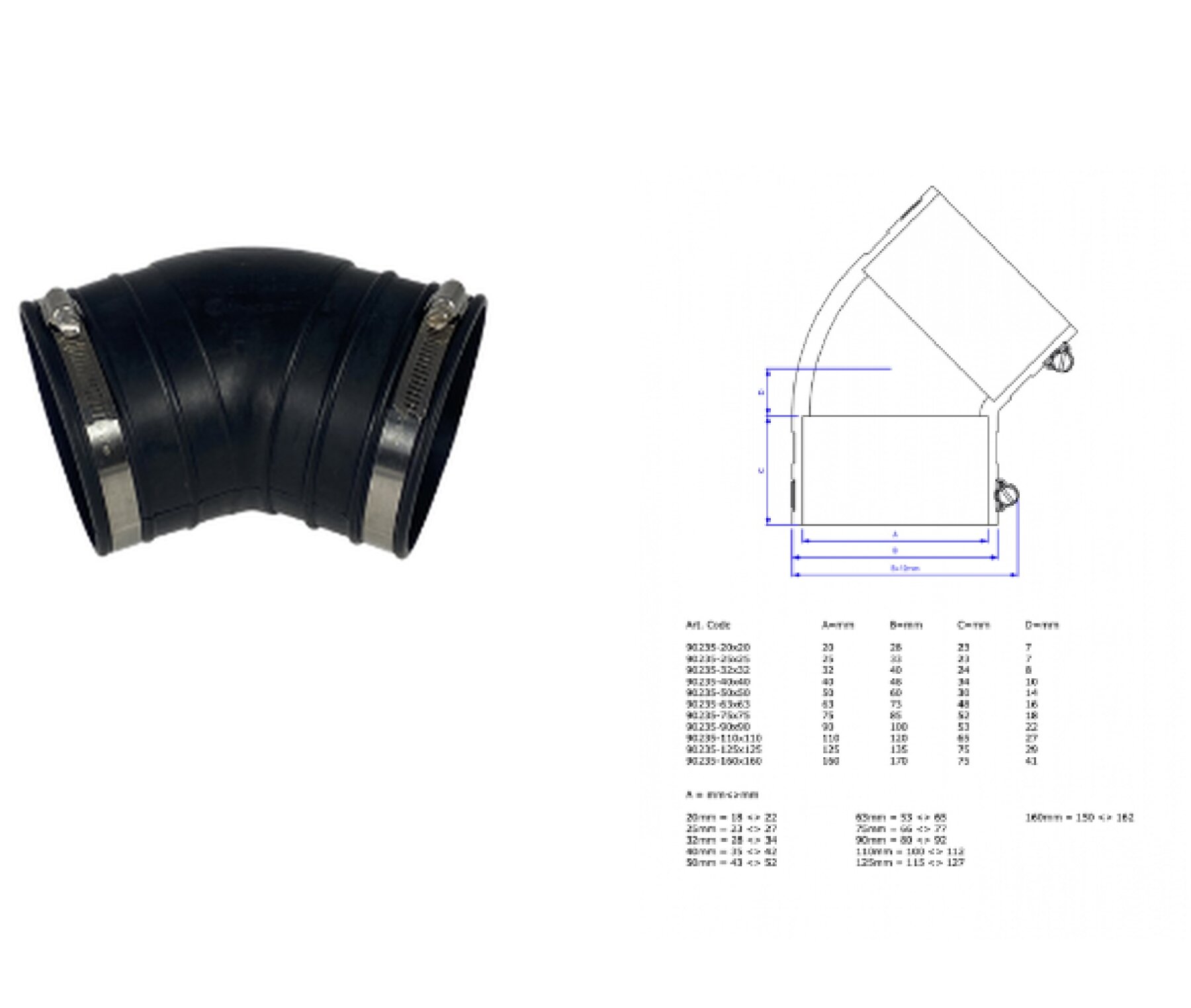 Flexible Bögen Flex Fitting für Rohre Gummibogen, Rohrverbinder kaufe, 45,30
