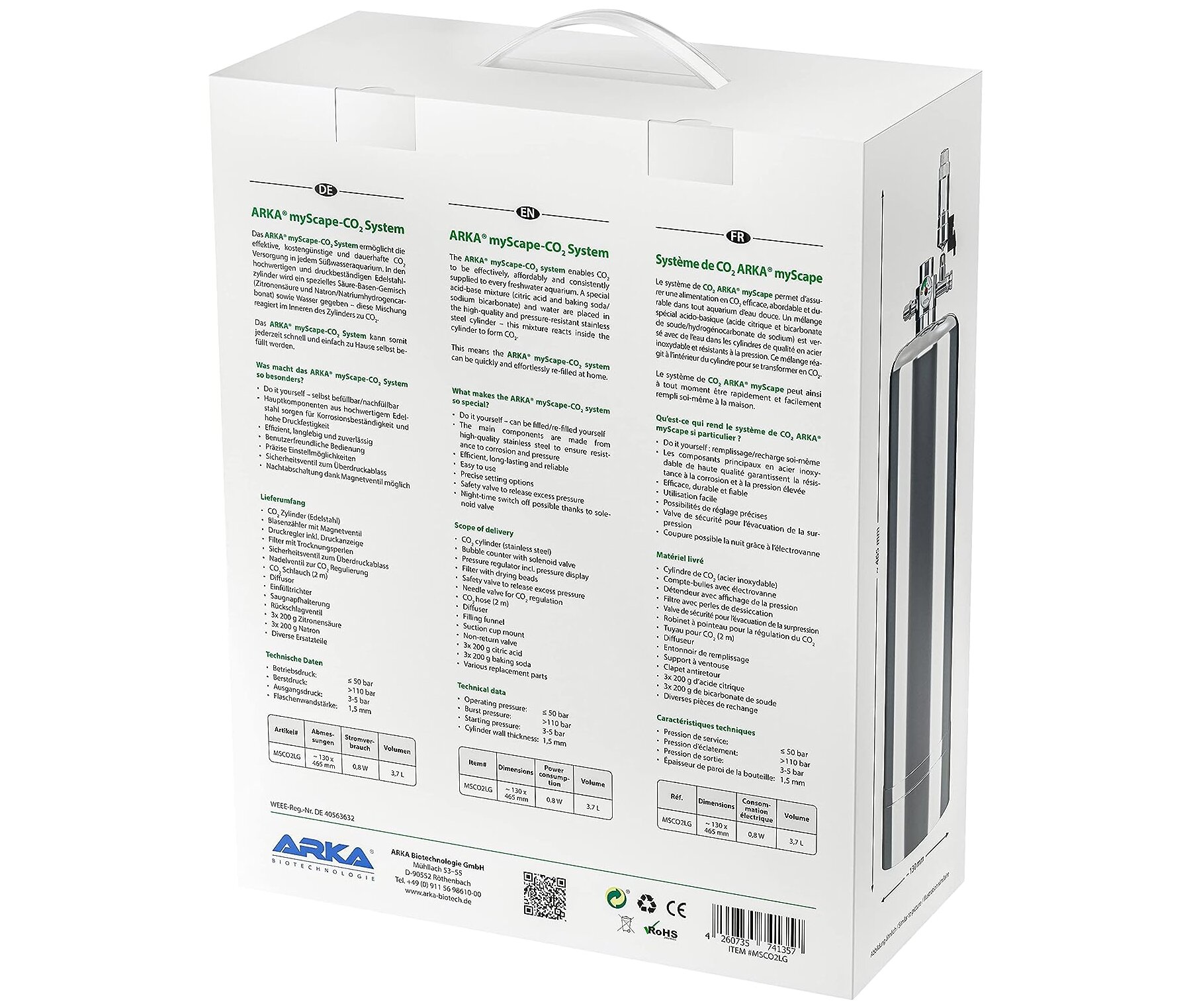 ARKA mySCAPE-CO2 System 3,7 l Edelstahlflasche online kaufen | koi-he ...